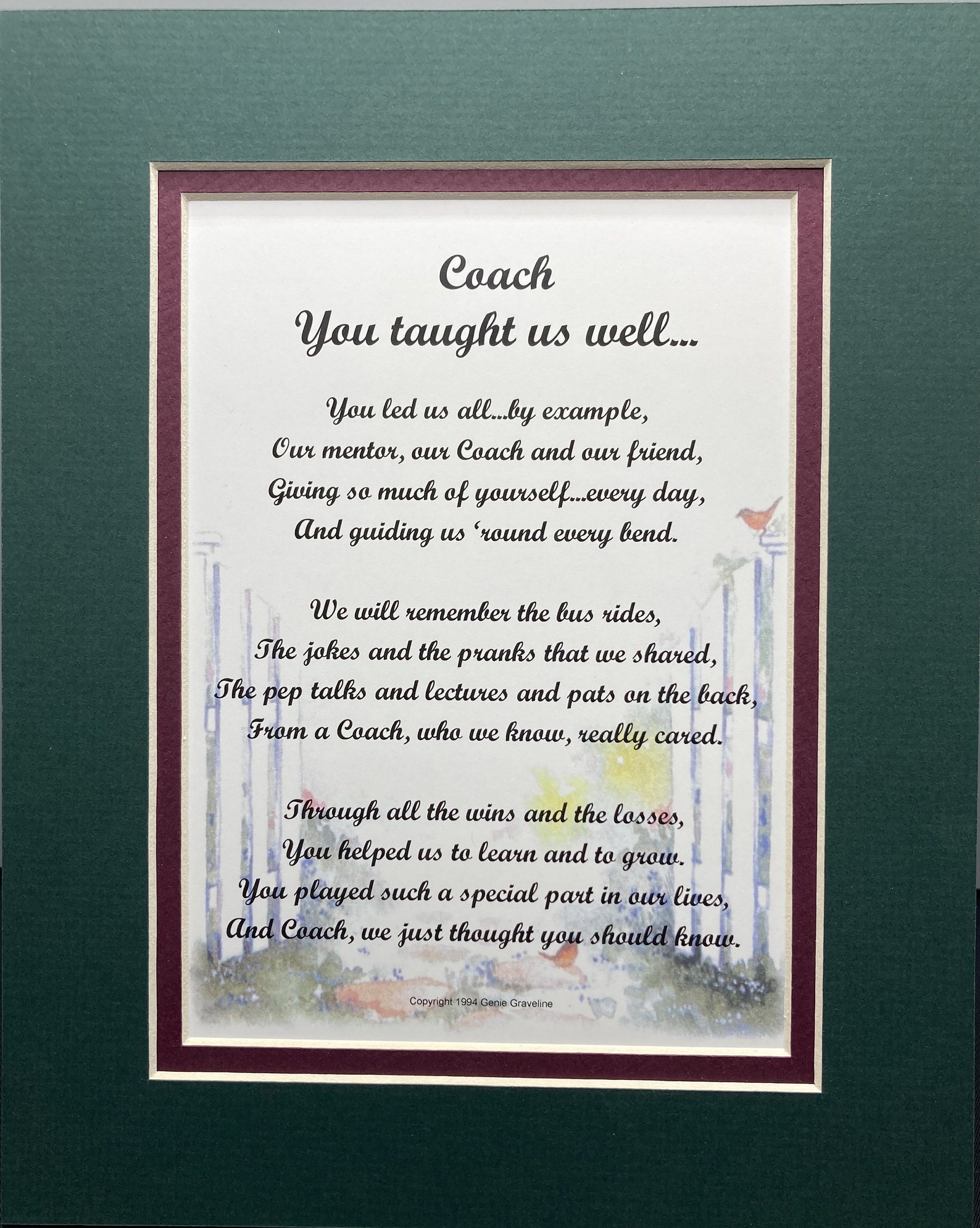 Coach Poem- Coach Verse- Thank You Coach- Coach Appreciation Gift ...