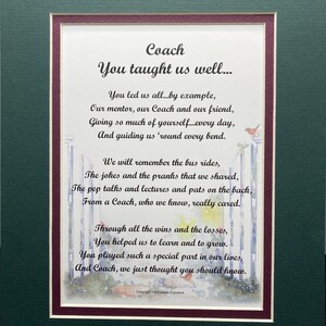Coach Poem- Coach Verse- Thank You Coach- Coach Appreciation Gift ...