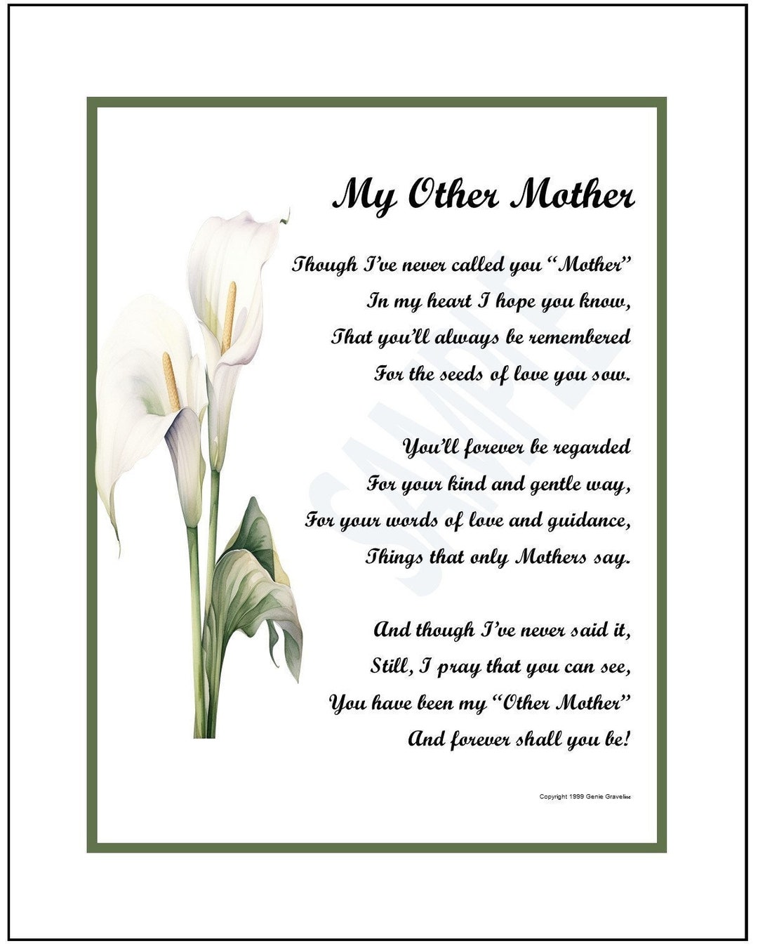 Other Mother Poem Print Verse, DIGITAL DOWNLOAD, 65th 70th 75th 80th ...