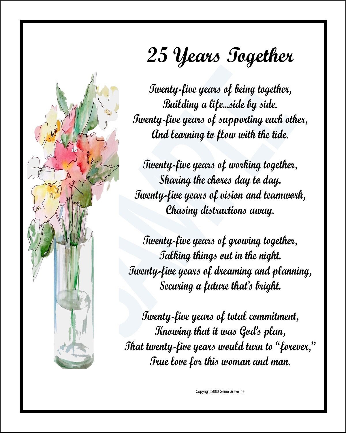 25 Years Together DIGITAL DOWNLOAD Anniversary Poem 25th | Etsy Canada