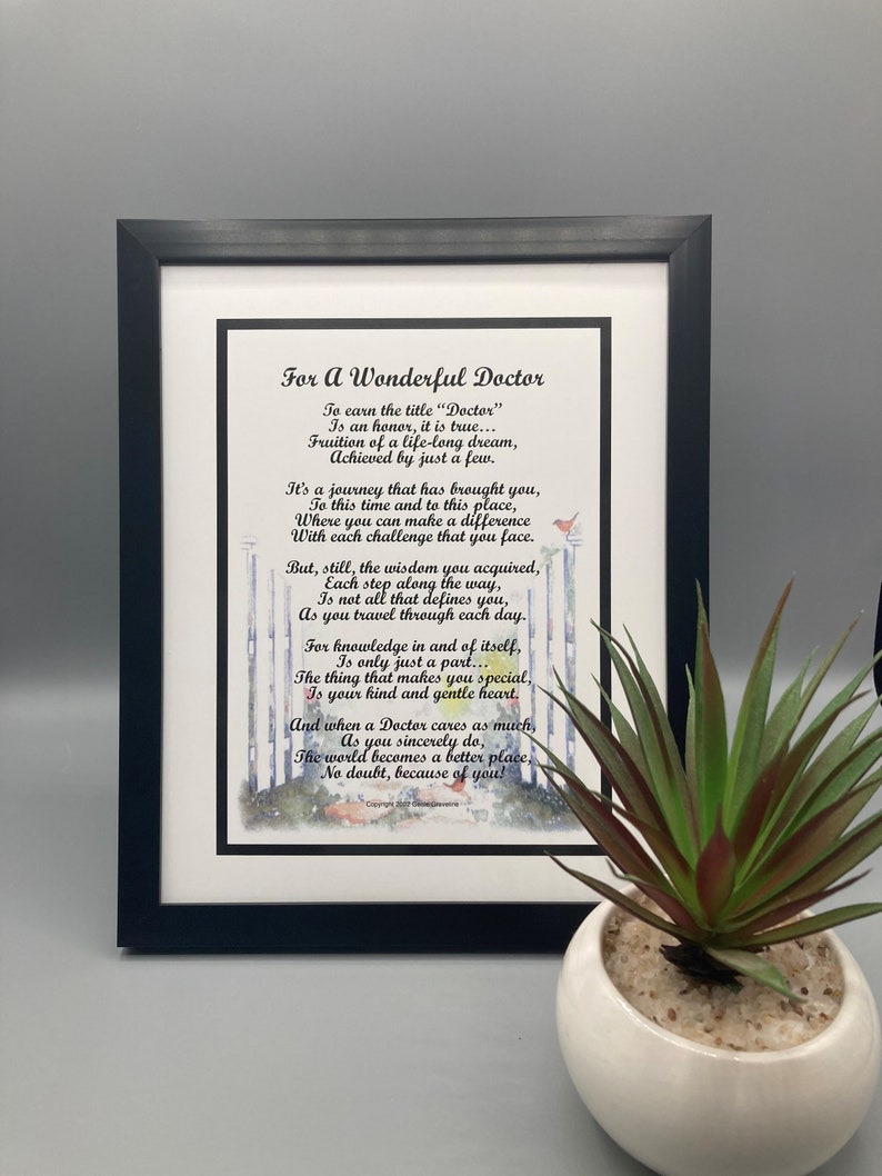 Framed Doctor Poem- Doctor Gift- Doctor Present- Thank You Doctor ...
