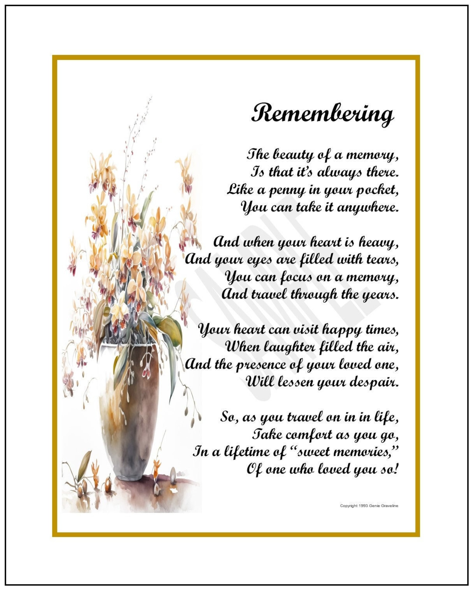 Bereavement Poem DIGITAL DOWNLOAD Condolence Gift - Etsy Australia