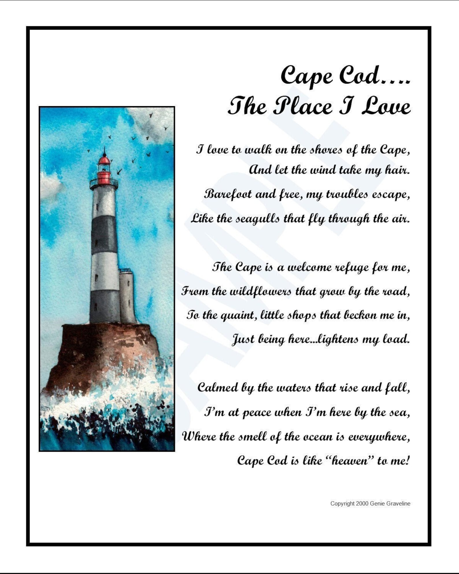 Cape Cod Poem DIGITAL DOWNLOAD Cape Cod Verse Cape Cod - Etsy