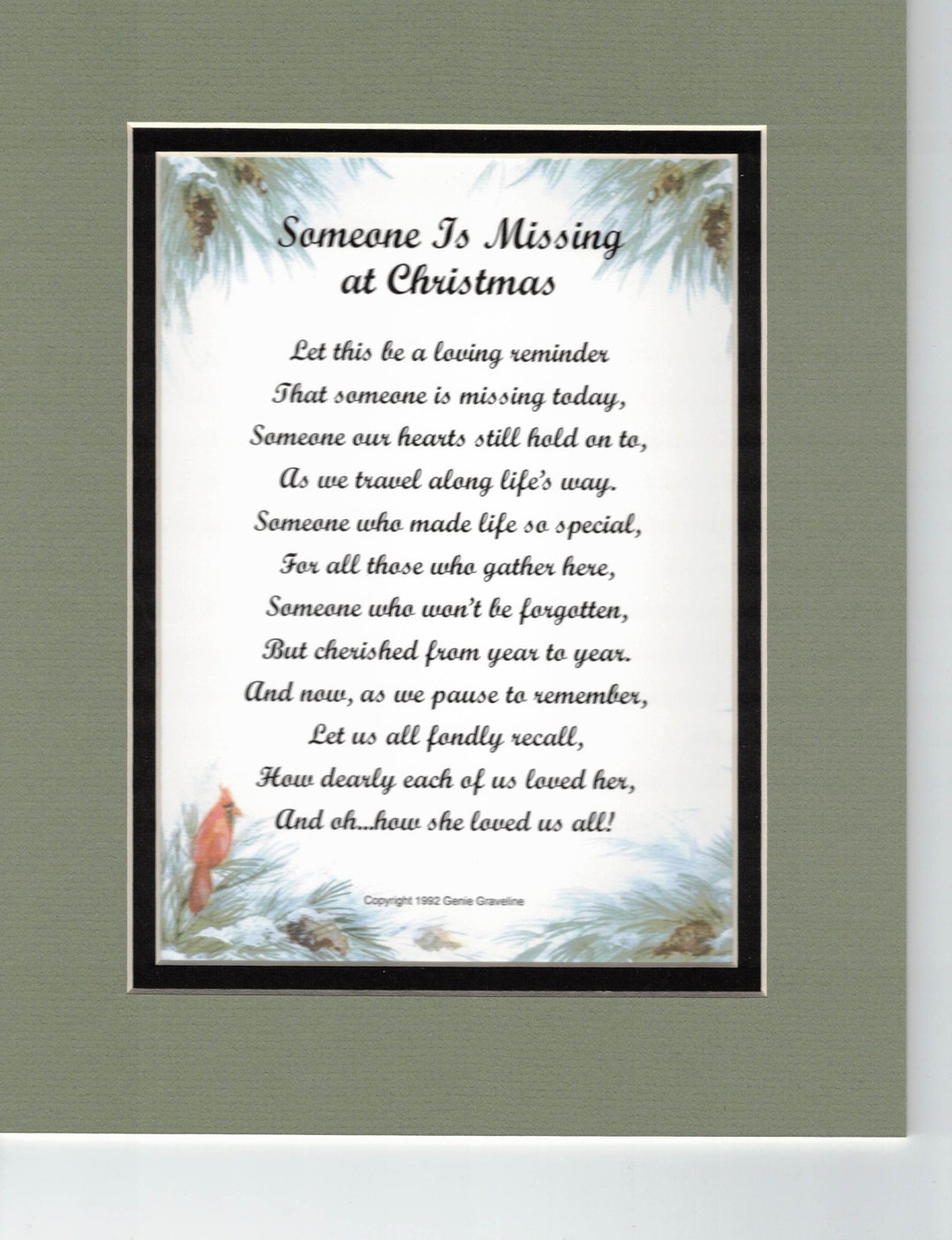 Mom Christmas Memorial Poem, Wife Christmas Memorial Poem, Christmas ...
