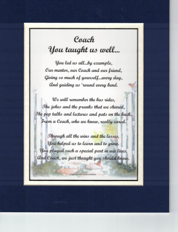 Coach Poem Coach Verse Thank You Coach Coach Appreciation - Etsy