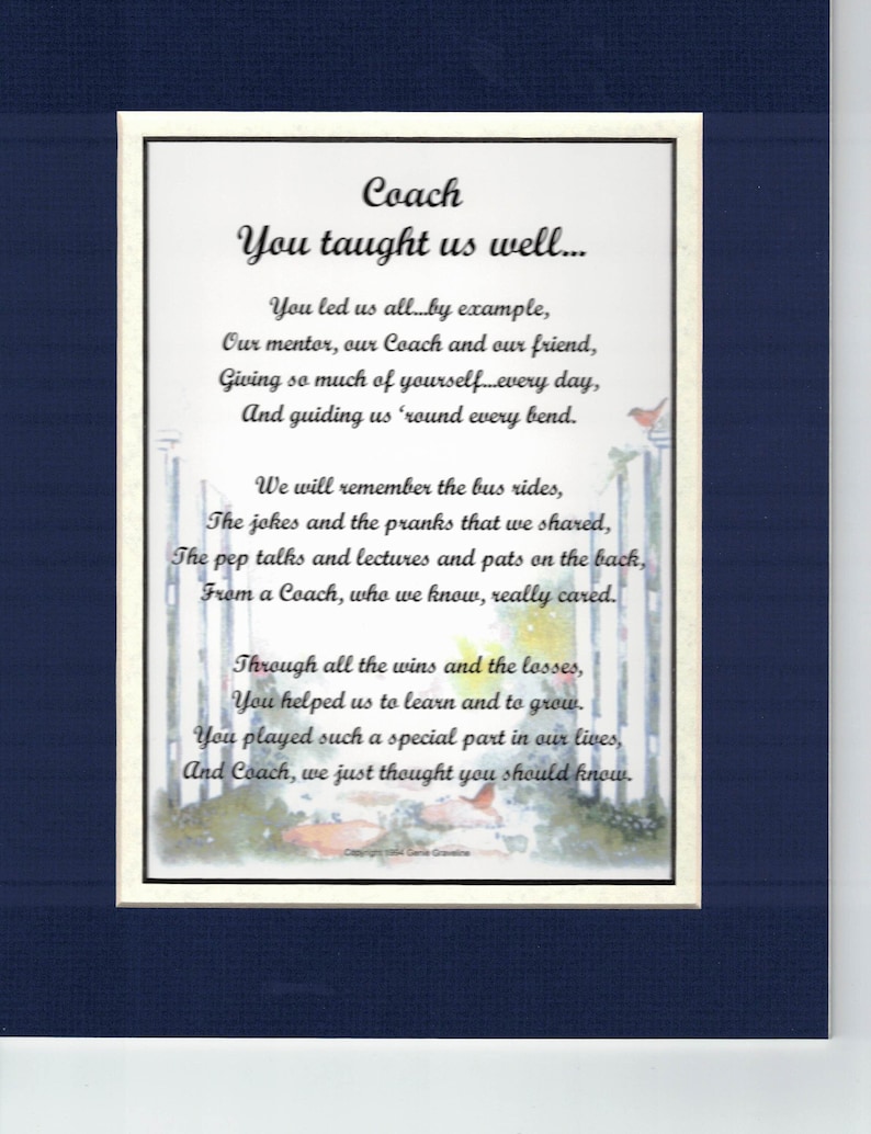 Coach Poem- Coach Verse- Thank You Coach- Coach Appreciation Gift ...