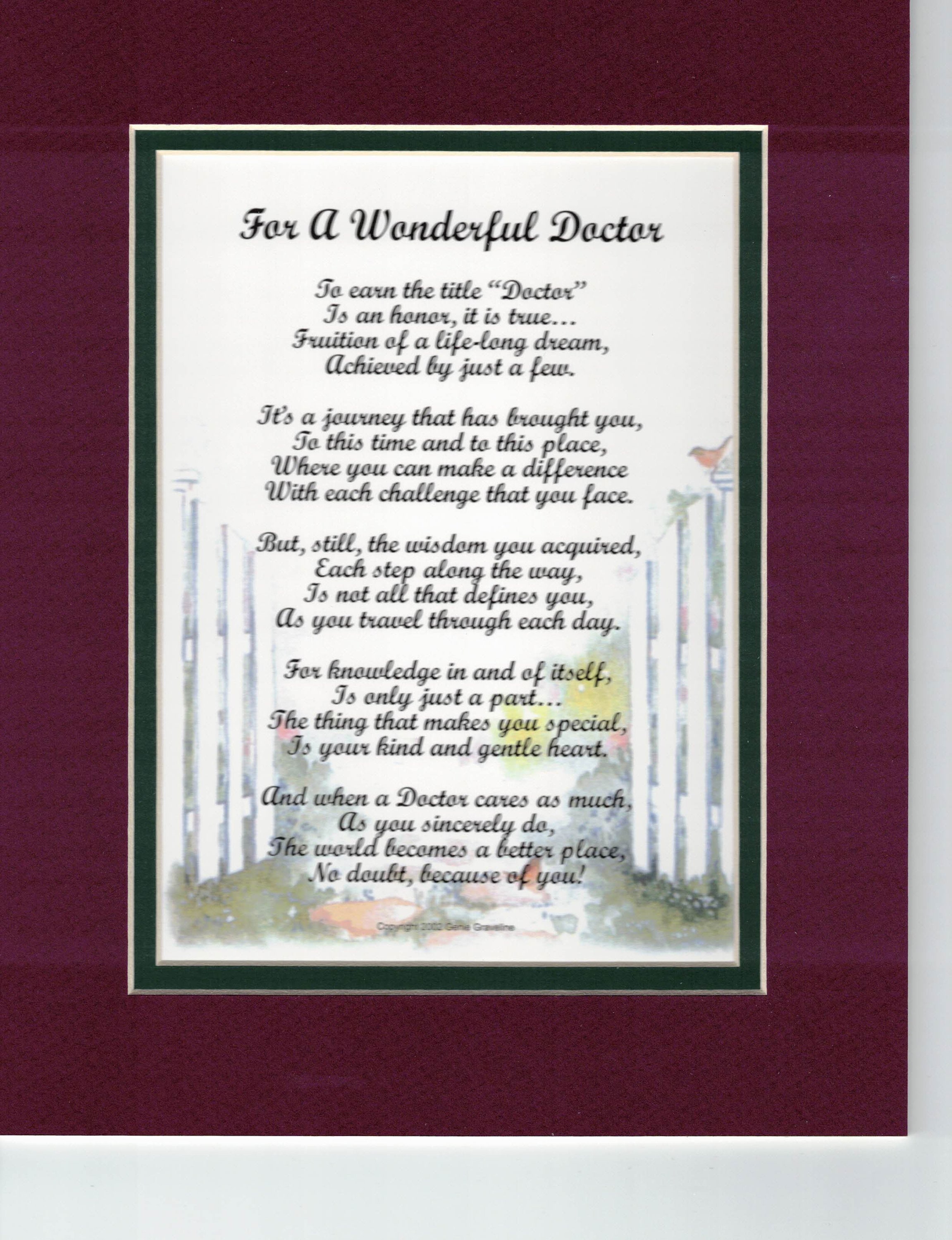 Doctor Poem Doctor Gift Doctor Present Doctor Thank You - Etsy