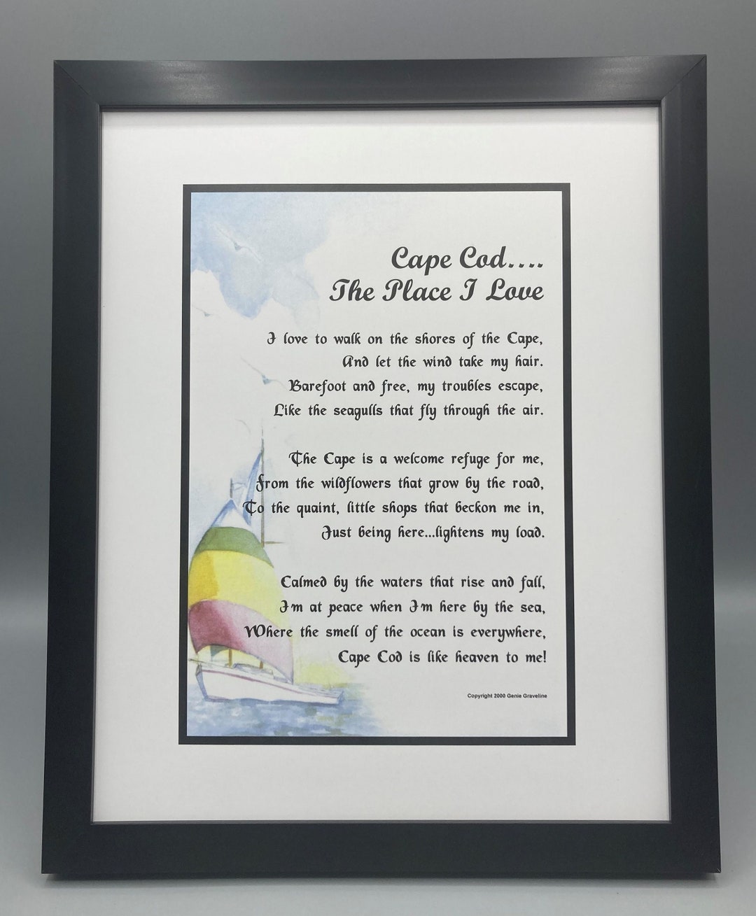 Framed 8x10 Cape Cod Poem, Cape Cod Verse, Cape Cod Print, Cape Cod ...