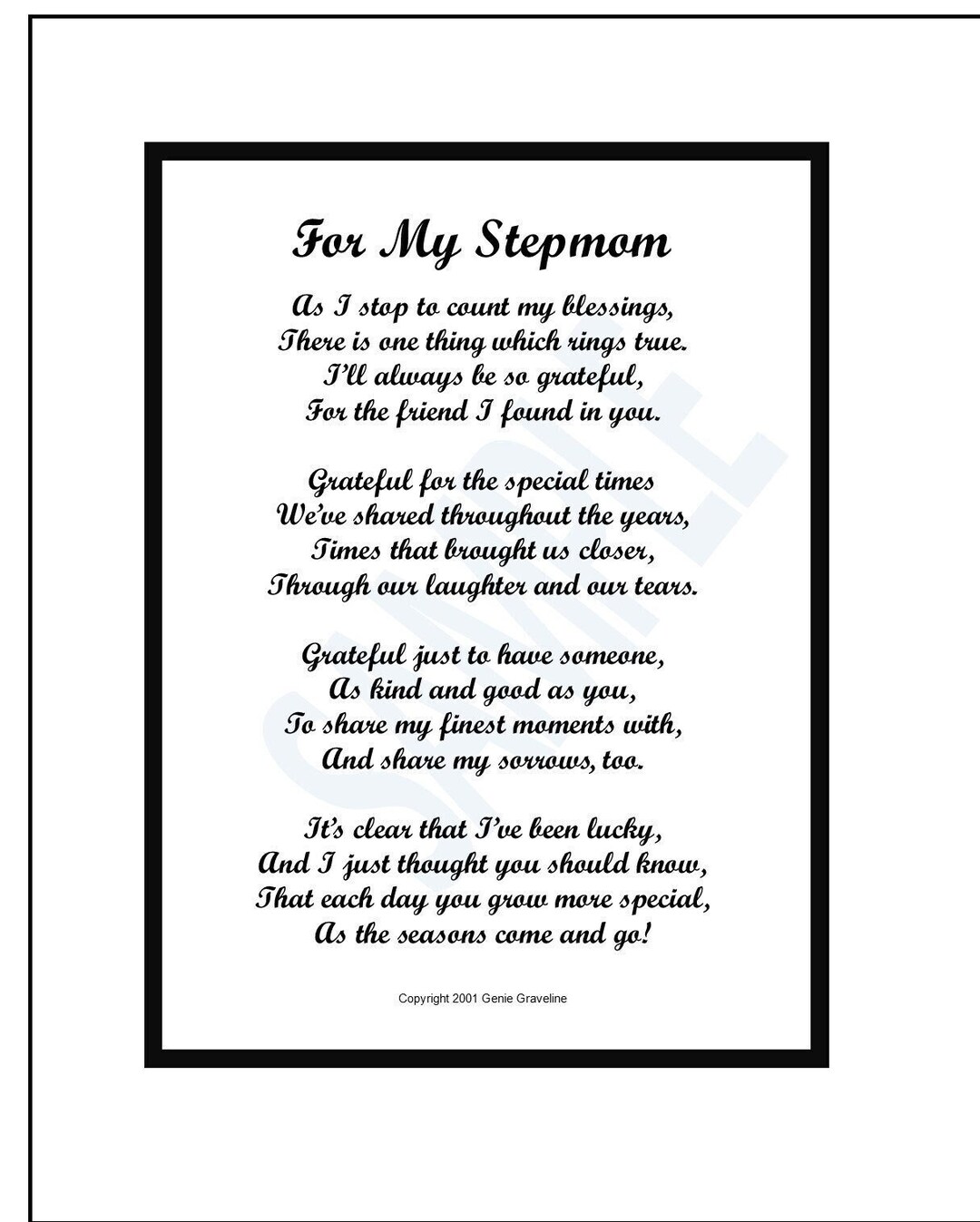 Stepmom Poem, DIGITAL DOWNLOAD, Stepmom Gift, Stepmom's Birthday ...