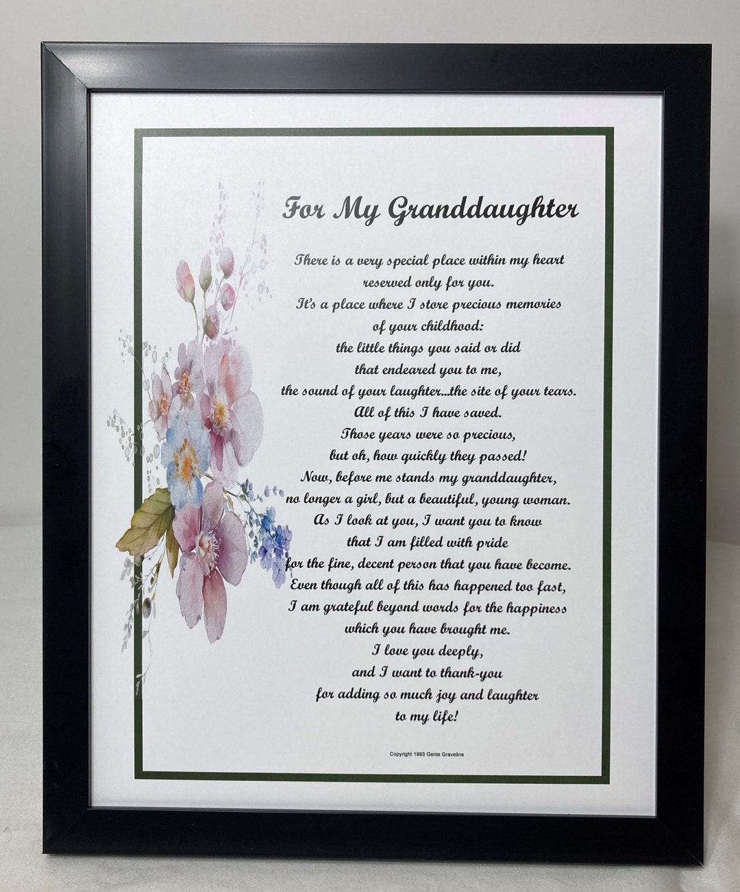 Framed Granddaughter Poem, Gift for Granddaughter's Birthday ...