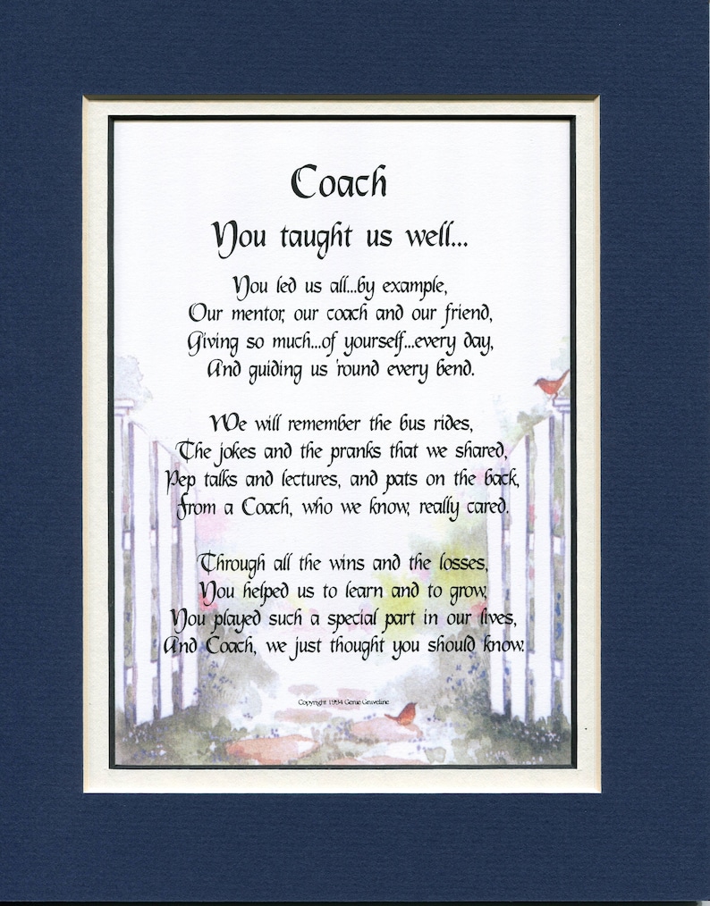 Coach Poem Coach Verse Thank You Coach Coach Appreciation | Etsy