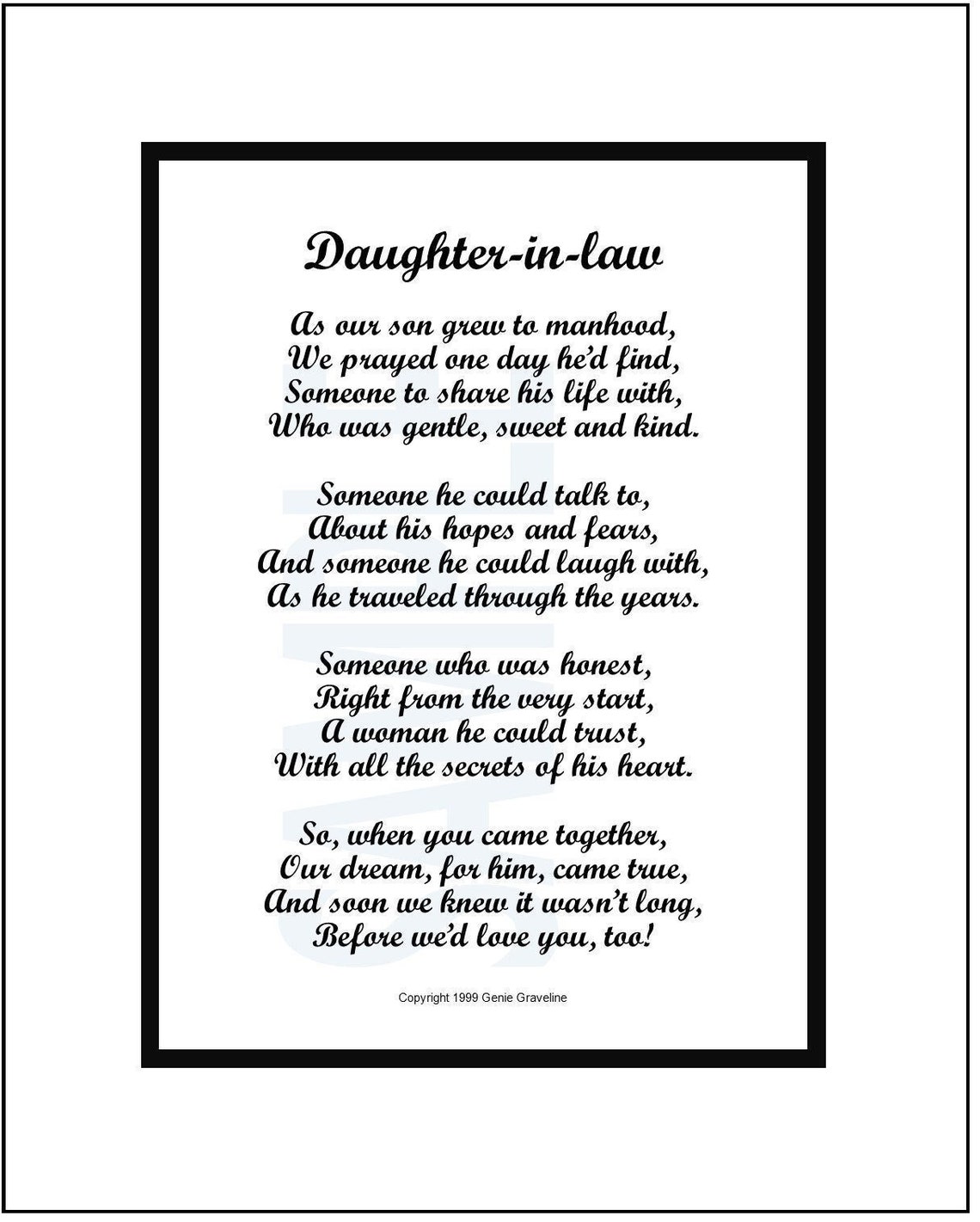 Our Daughter in Law Poem DIGITAL DOWNLOAD Daughter in Law - Etsy
