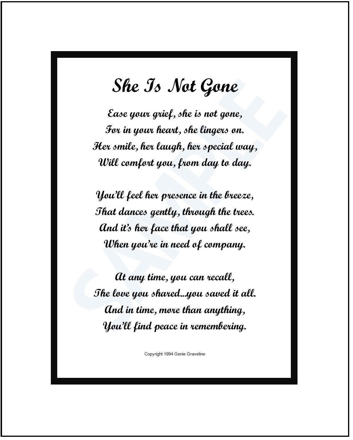 Mother Memorial Poem, INSTANT DOWNLOAD, Minimalist Print, Loss of a ...