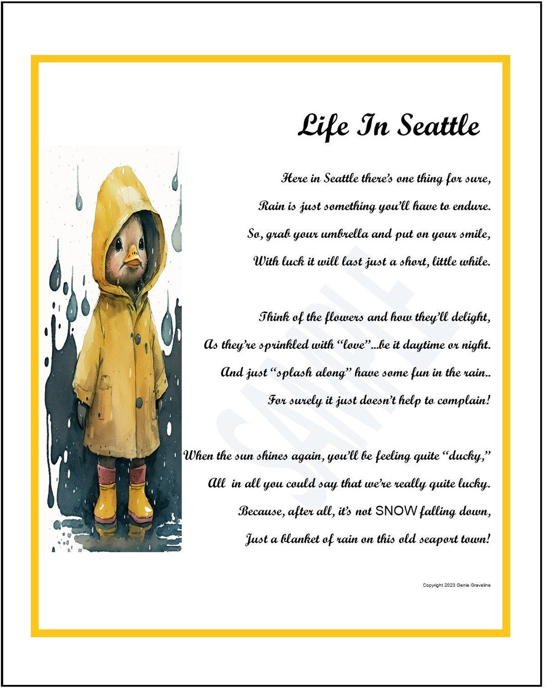 Seattle Poem Print Verse Saying, DIGITAL DOWNLOAD, Poem Print Verse ...
