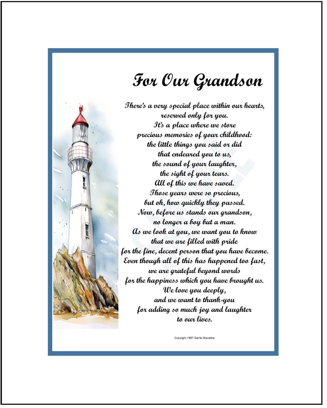 Poem Print for Our Grandson, DIGITAL DOWNLOAD, Grandson Verse Saying ...
