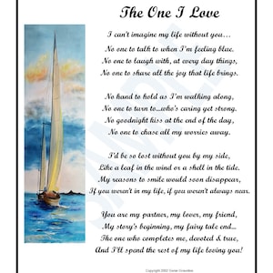 The One I Love DIGITAL DOWNLOAD Poem Verse Print Birthday - Etsy