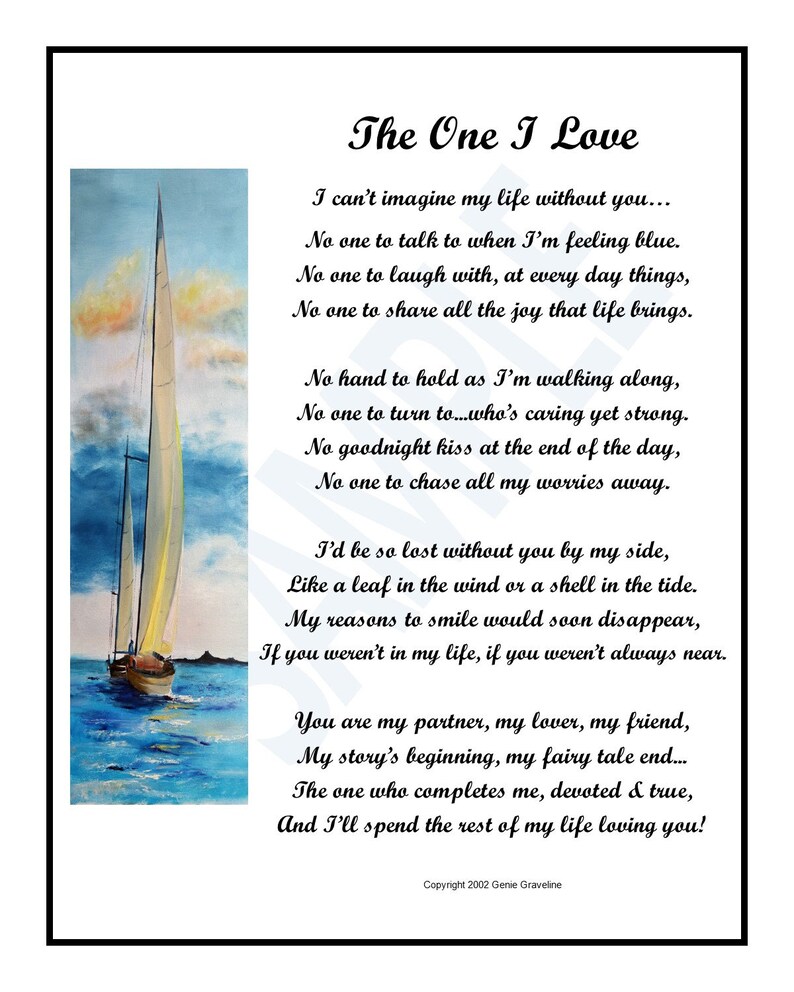 The One I Love DIGITAL DOWNLOAD Poem Verse Print Birthday - Etsy
