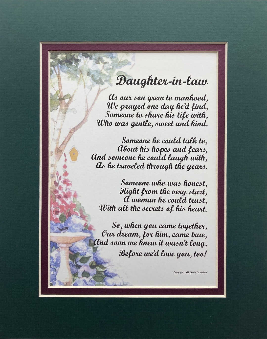 Our Daughter in Law Gift - Daughter in Law Poem- Daughter in Law ...