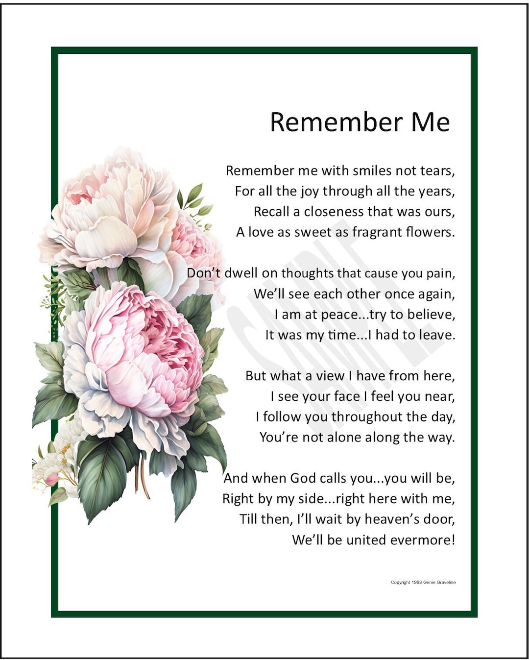 Remember Me, Remembrance Poem, Bereavement Print, Bereavement Poem, Loss of Sister, Loss of a ...