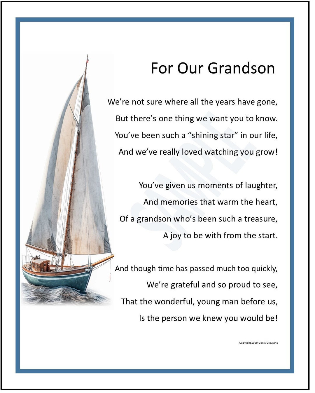 Our Grandson Poem Print Verse Graduation Gift Present, DIGITAL DOWNLOAD ...