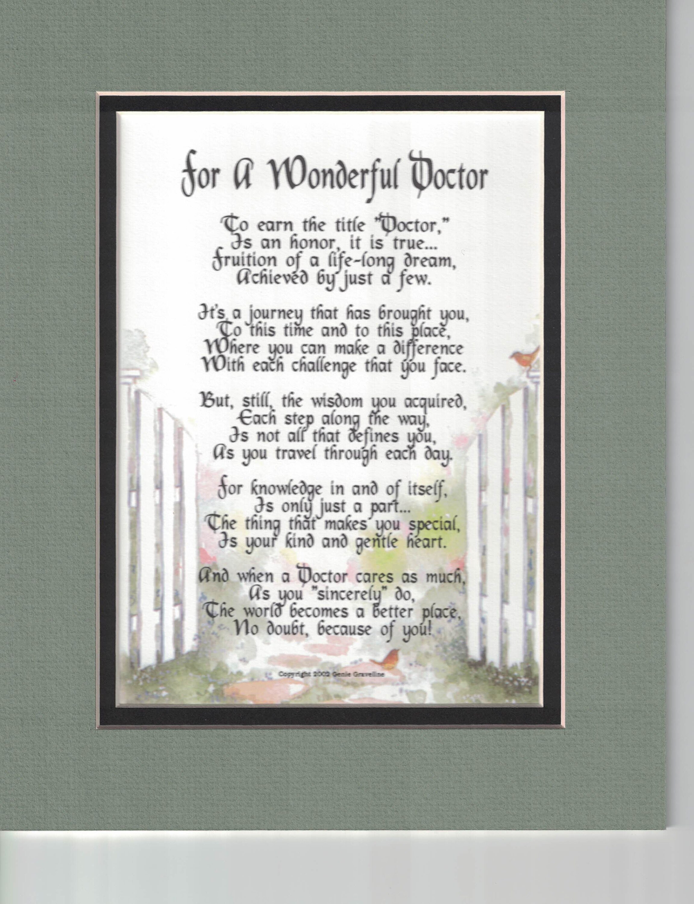Doctor Poem Doctor Gift Doctor Present Doctor Thank You | Etsy