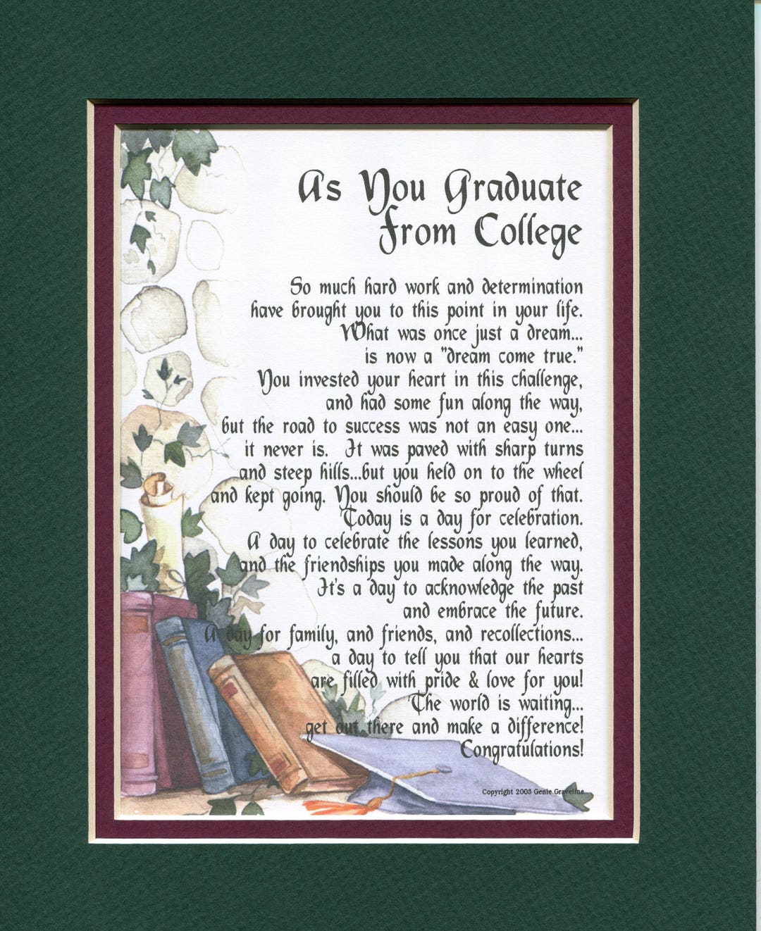 College Graduation Poem Graduation print, Graduation Gift Gifts for ...