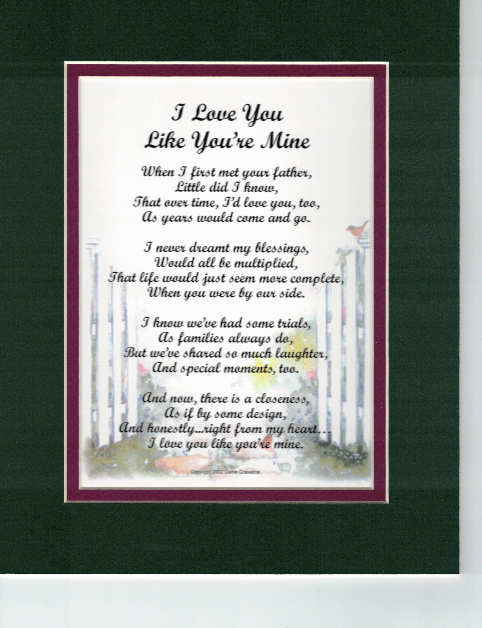 Stepchild Poem Verse Print Gift Present, Stepchild's 13th 16th 18th ...