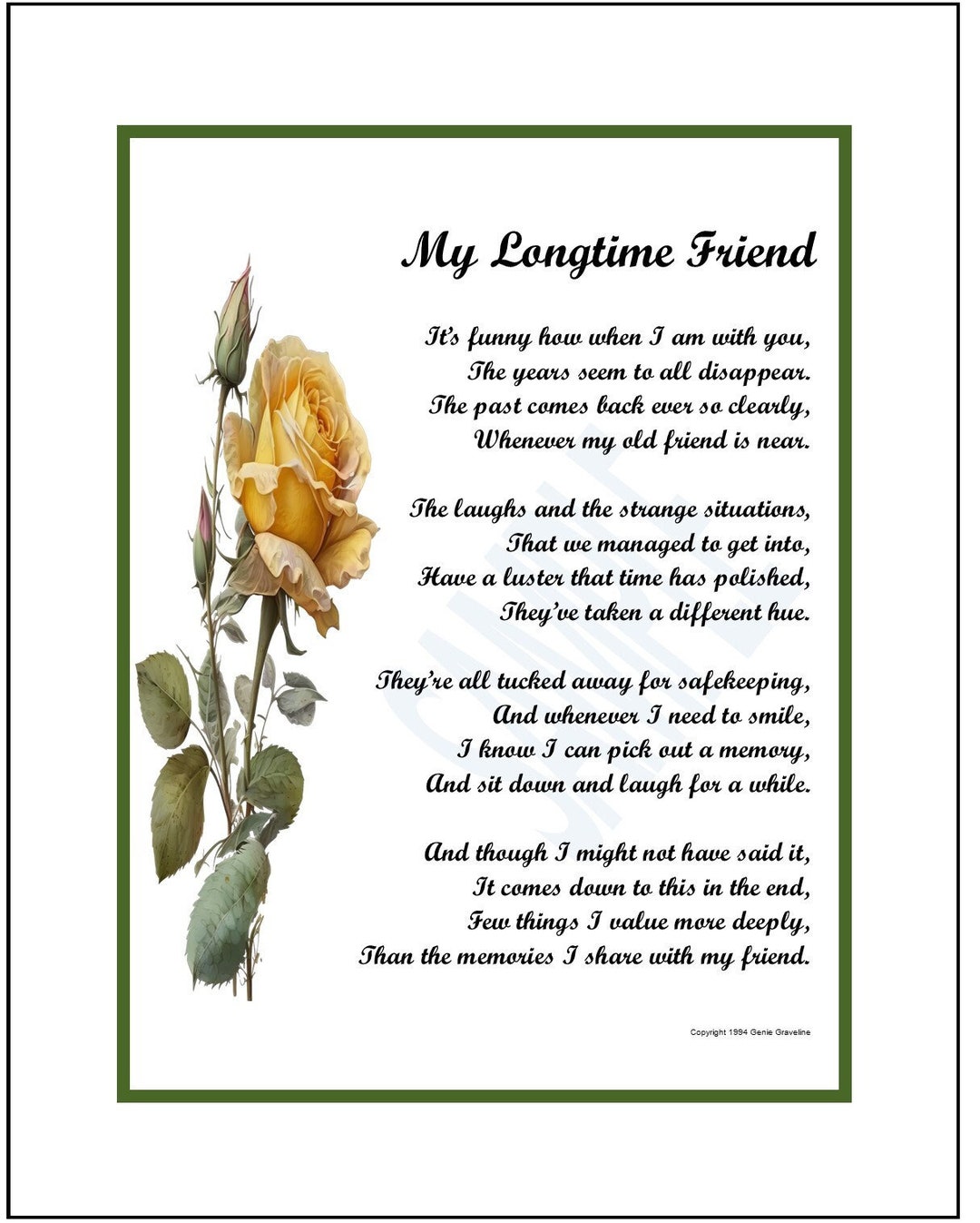 Poem Print Verse Saying Gift Present for an Old Friend, DIGITAL ...
