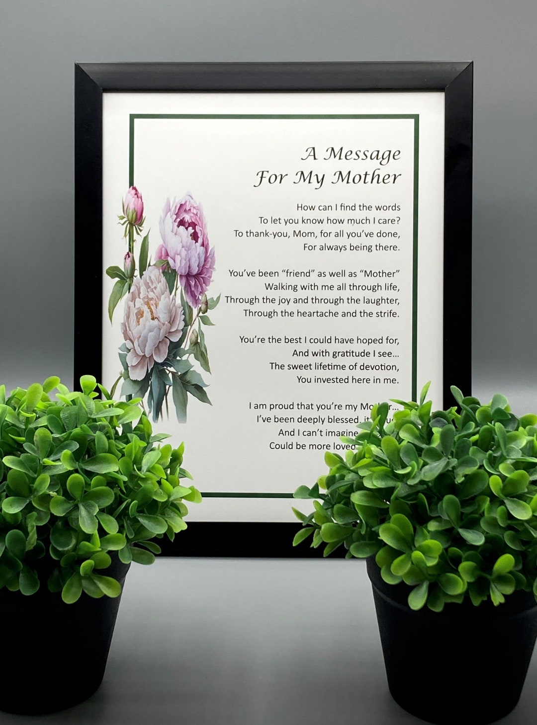 Framed 8x10 Mother's Day Poem for Mom, Mother's Day Verse Print Gift ...