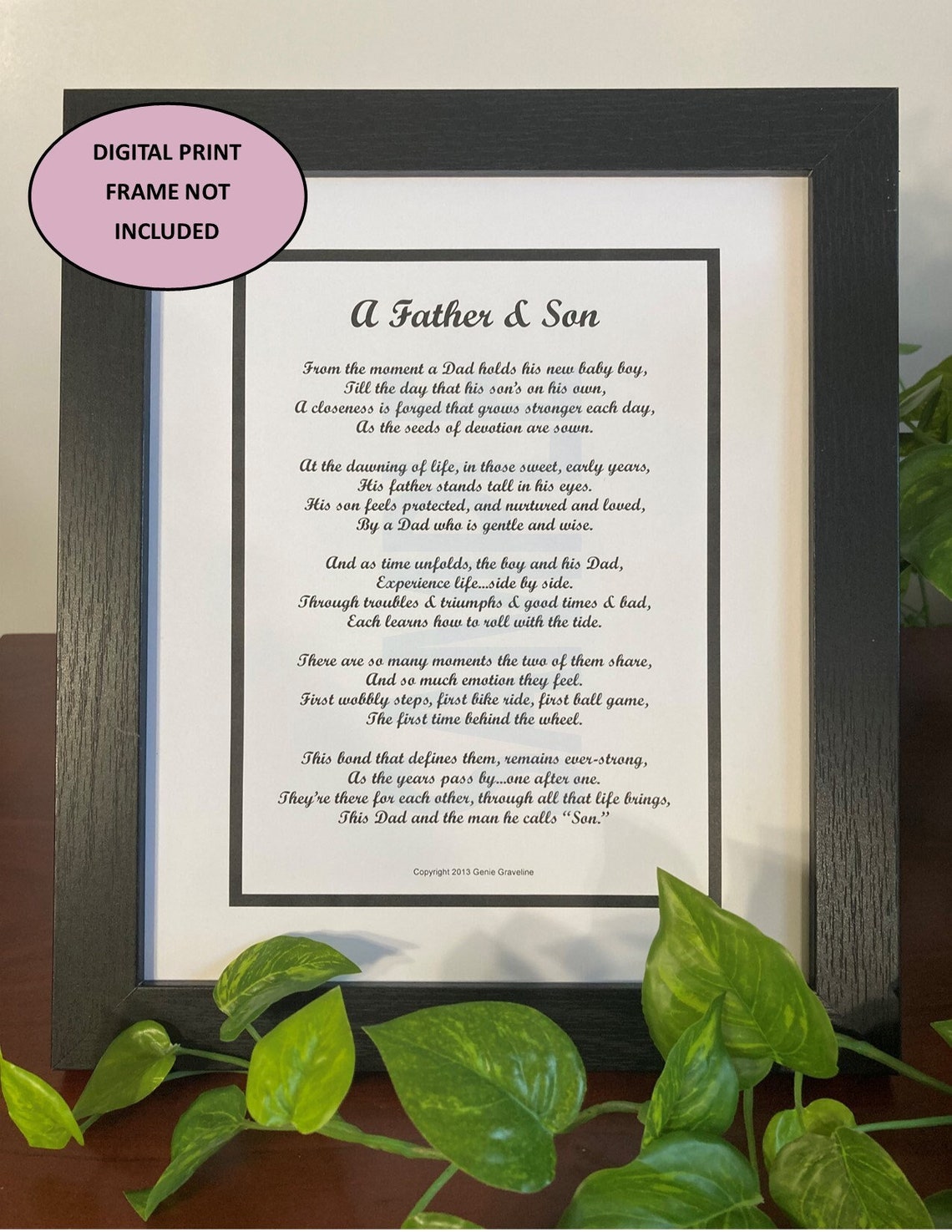 A Father & Son, DIGITAL DOWNLOAD, Father Son Poem, Father Son Print ...