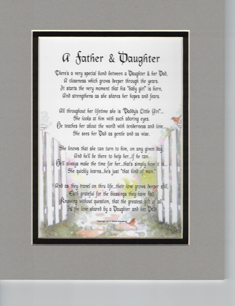 Father and Daughter Double-matted Poem Gift for Dads Birthday or ...