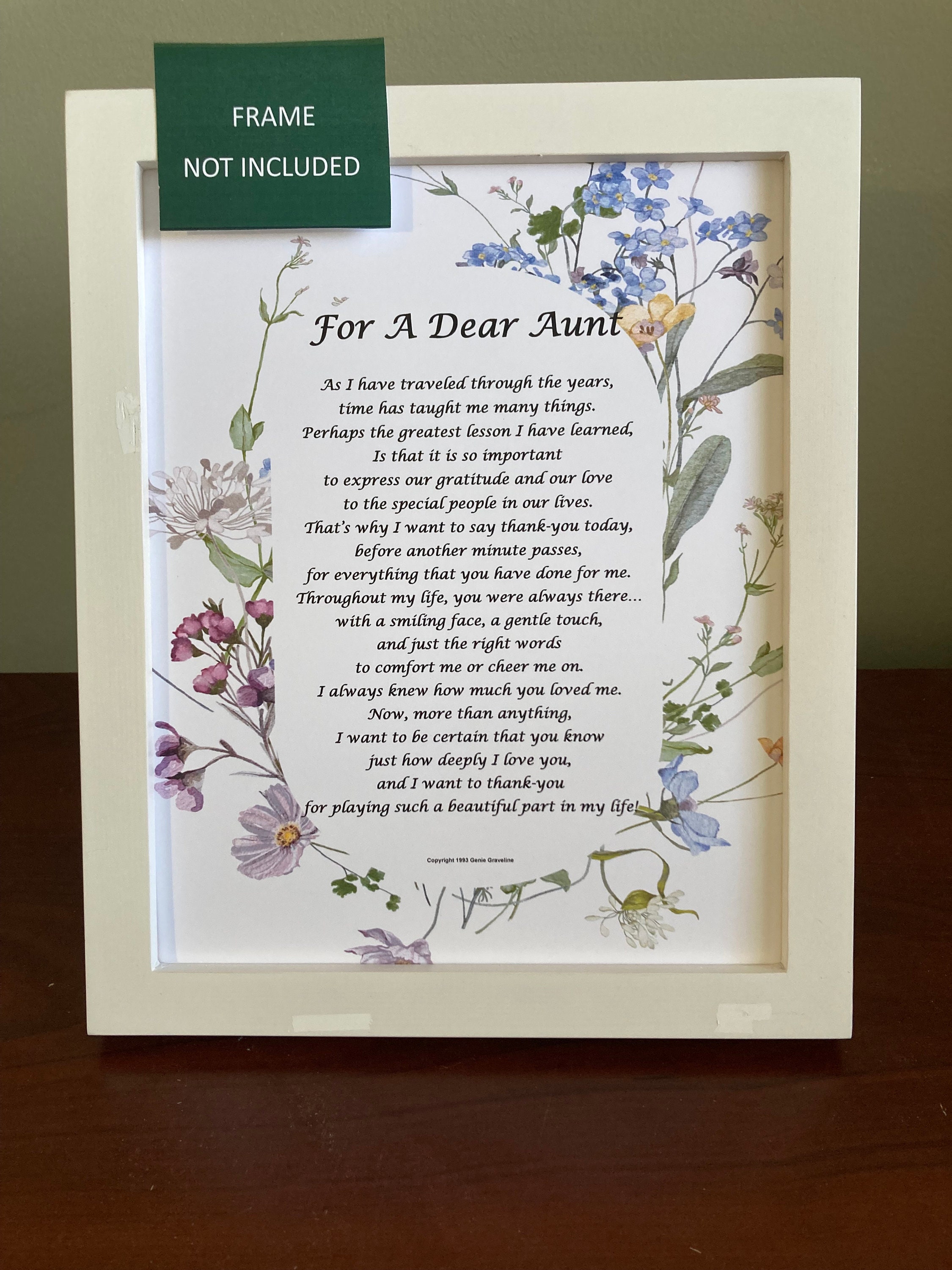 Poem For My Aunt Digital Download Aunt Thank You Etsy 6877