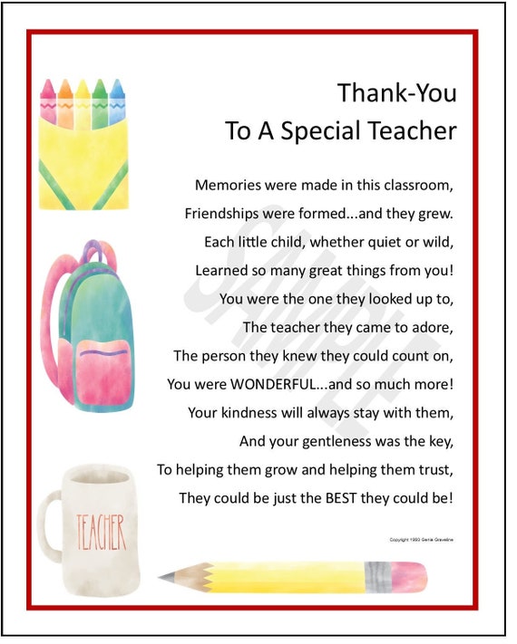 Teacher Appreciation Week Printable Poem
