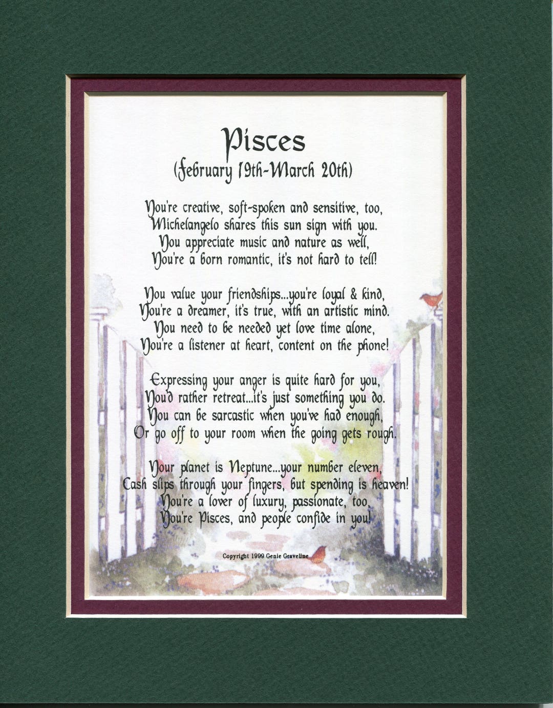 Pisces- Pisces Poem- Pisces Gift- Pisces Present- Pisces Verse- 21st ...