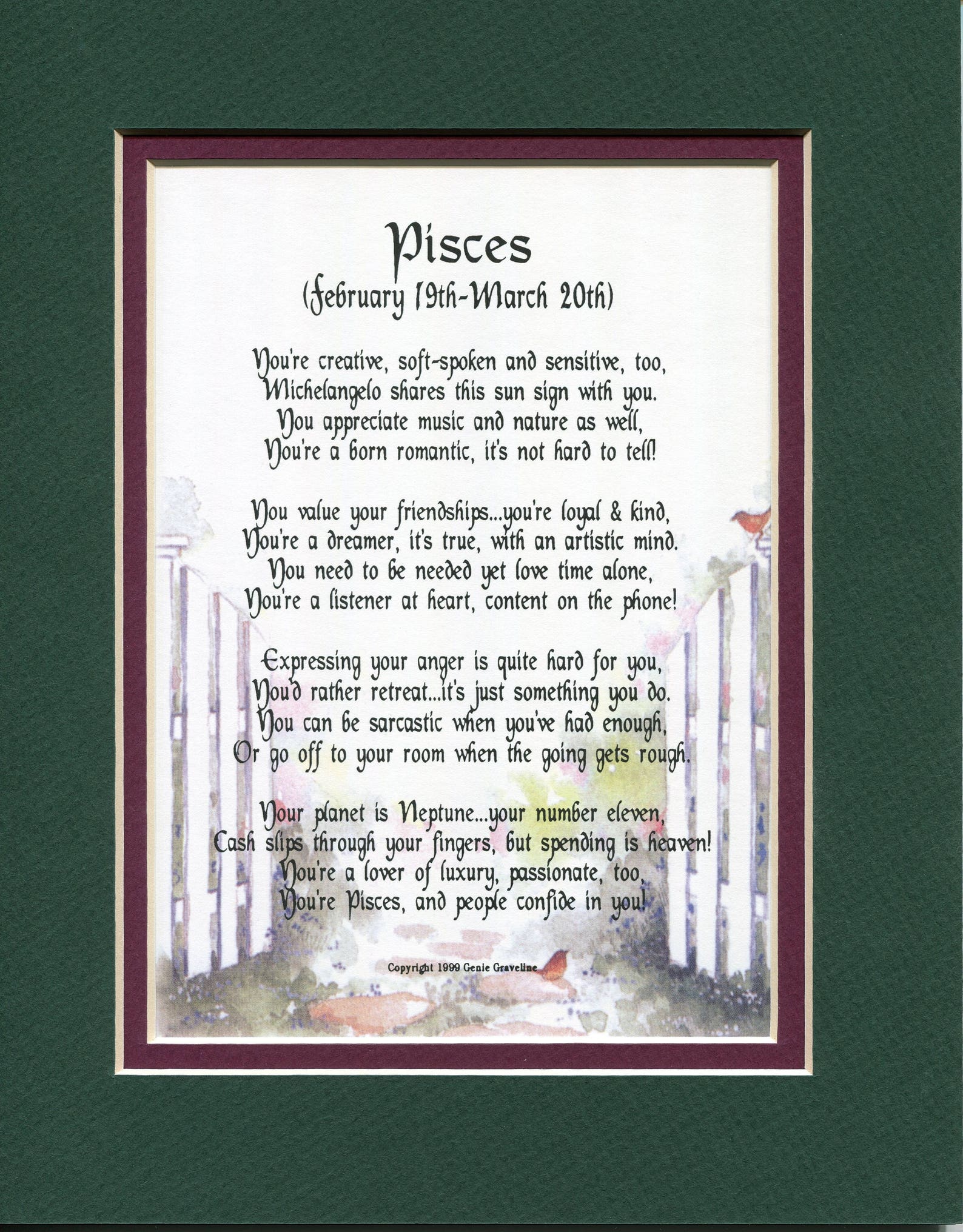 Pisces- Pisces Poem- Pisces Gift- Pisces Present- Pisces Verse- 21st ...