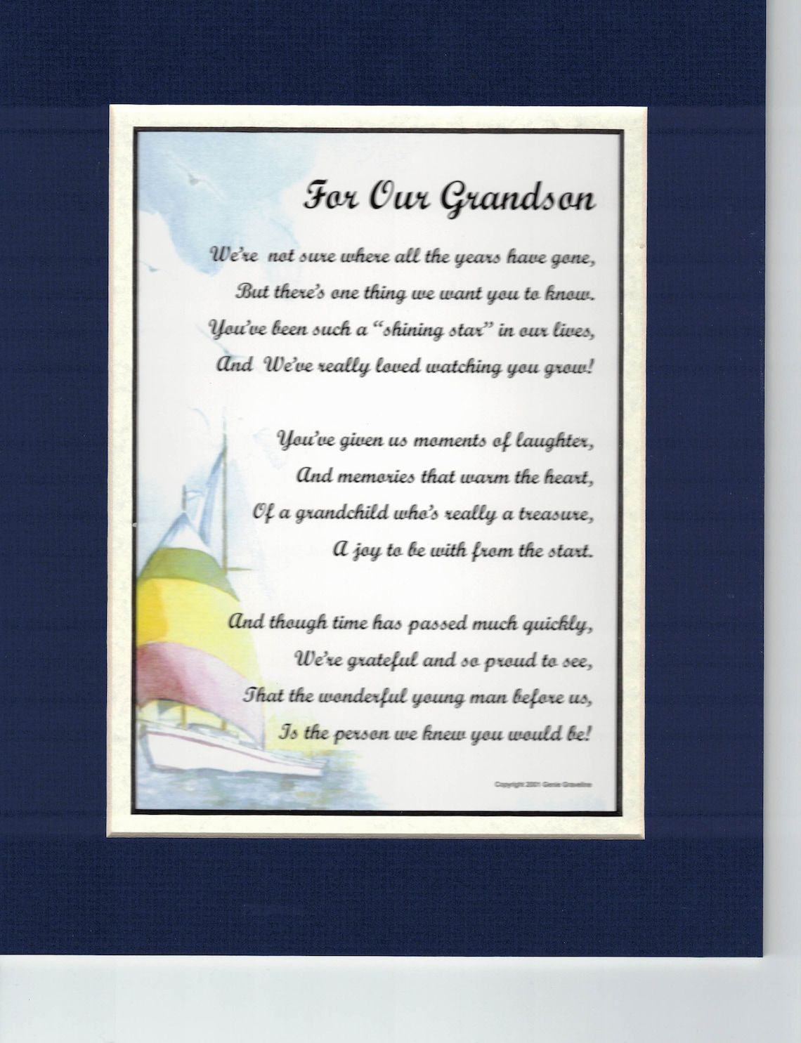 For Our Grandson Poem- Grandson Gift Present Verse Saying Birthday ...