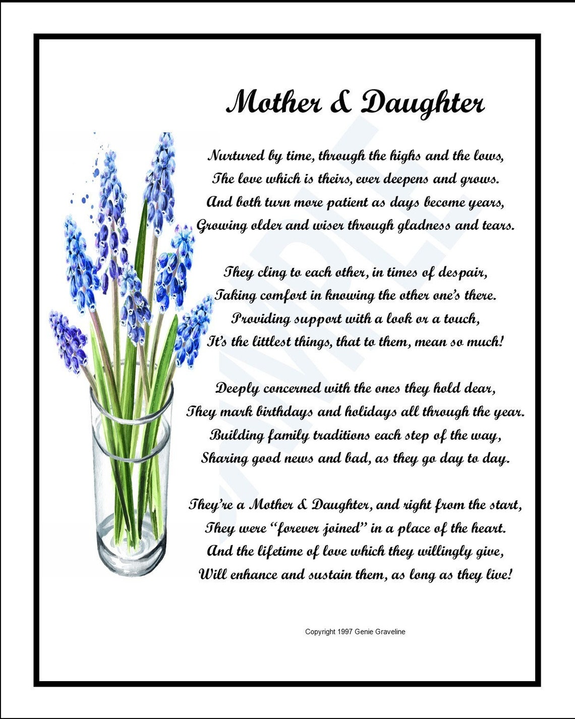 Mother Daughter Poem Digital Download Mother Daughter Poem Etsy