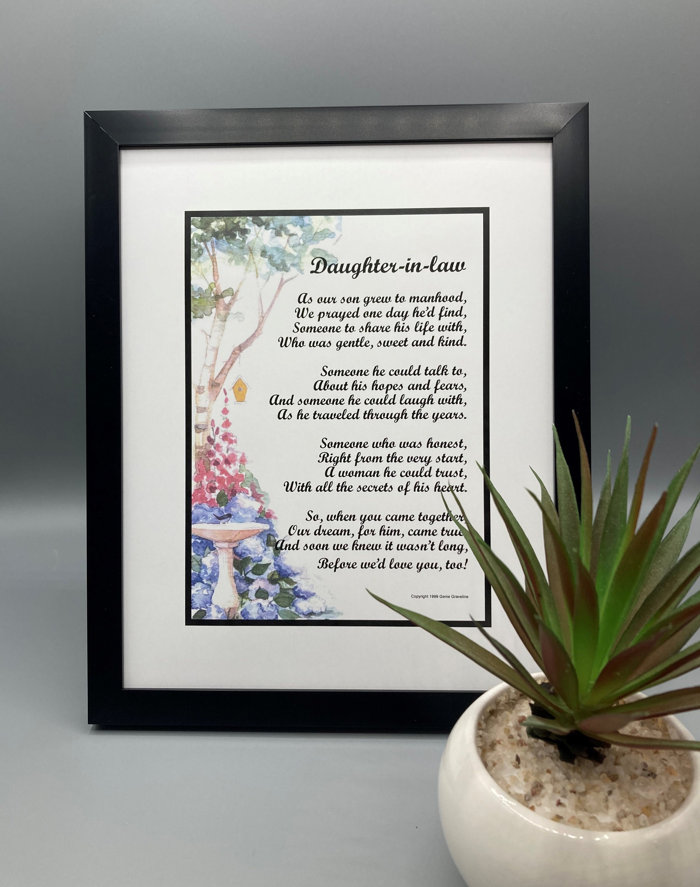 Framed Poem for Daughter in Law, Daughter in Law Gift Present, Daughter ...
