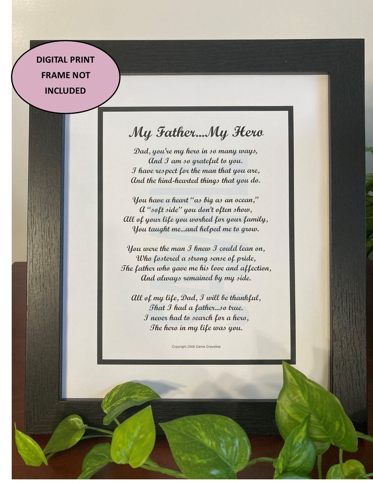Father Poem My Father....my Hero DIGITAL DOWNLOAD Father - Etsy