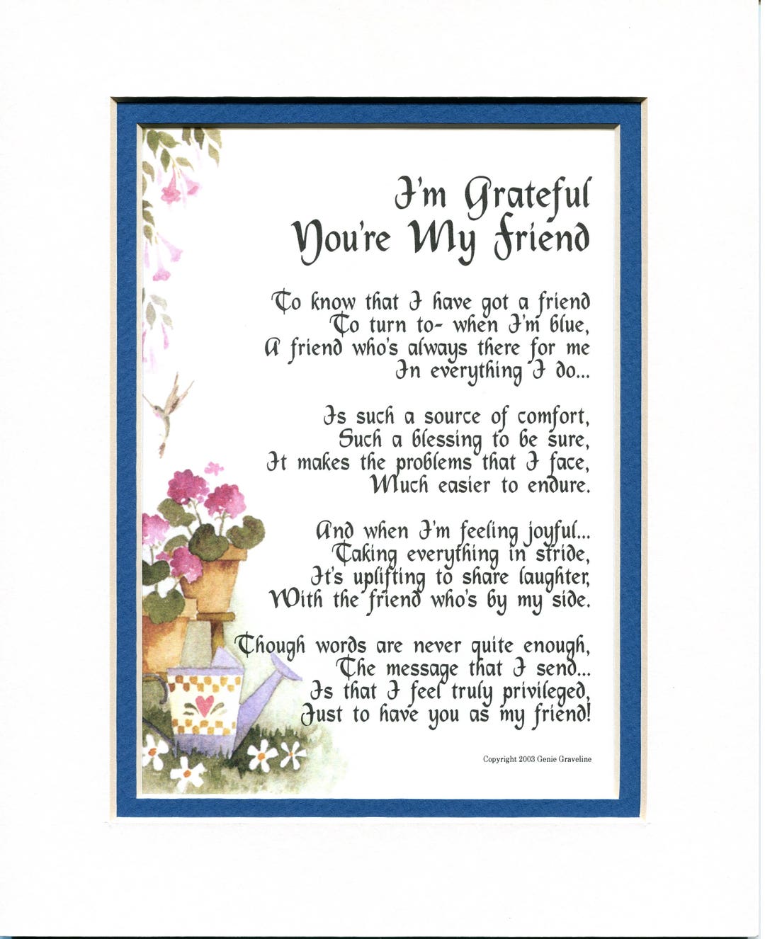 Friend Poem- Friend Gift- Best Friend- Friendship Verse- Friendship ...