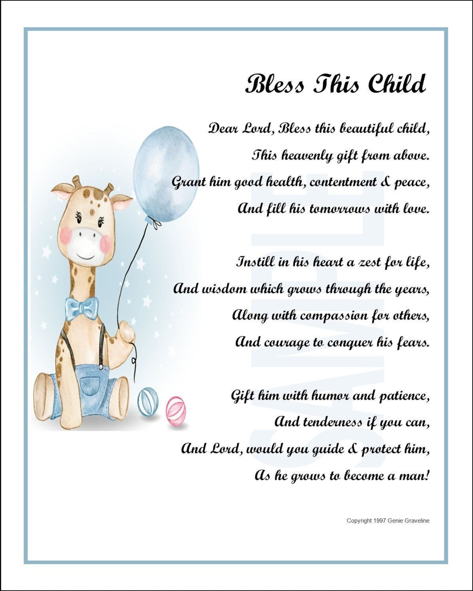 Bless This Child, DIGITAL DOWNLOAD, Baby Boy Gift, Baby Blessing ...
