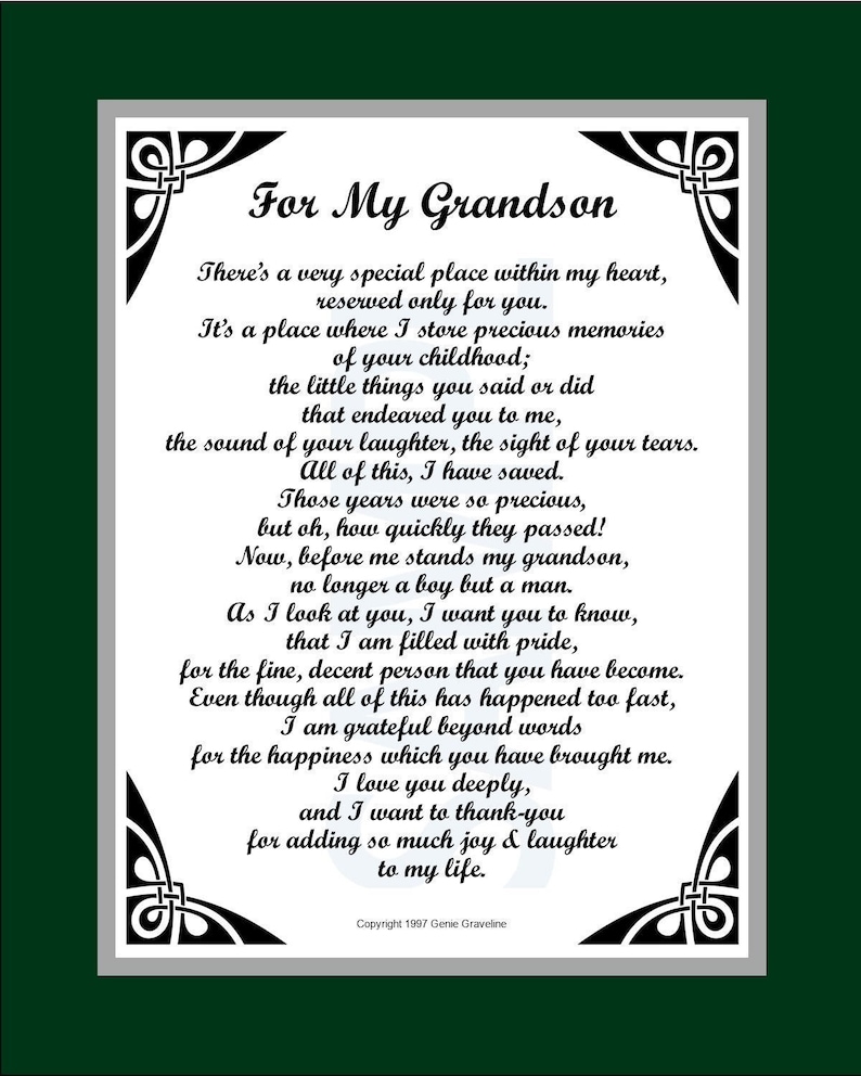 For My Grandson Poem to Grandson From Grandmother - Etsy