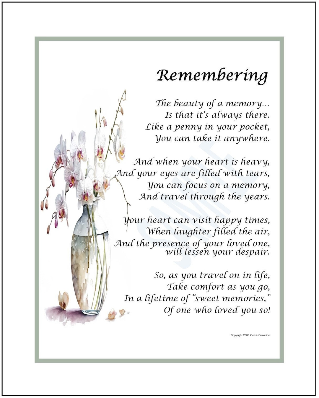 Bereavement Poem, DIGITAL DOWNLOAD, Condolence Gift, Remembrance Gift ...