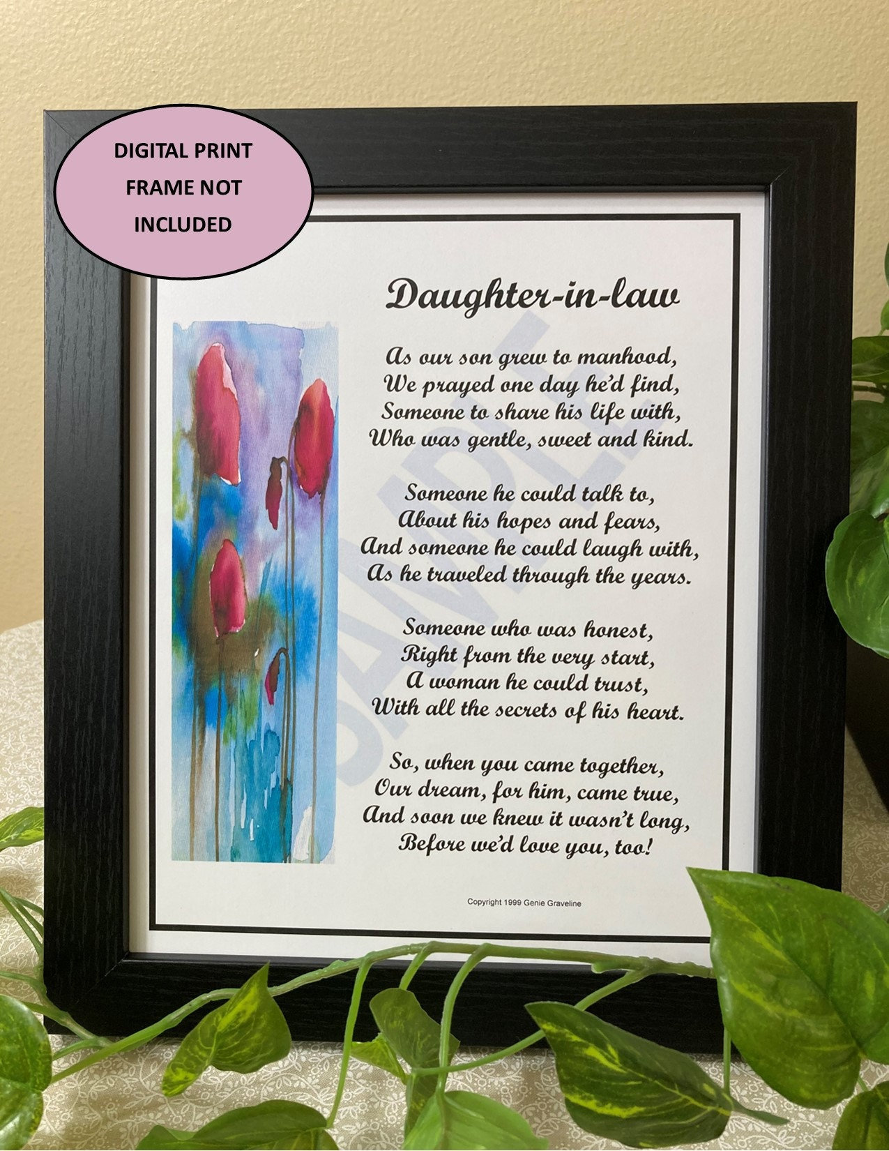 Daughter in Law From Both, DIGITAL DOWNLOAD, Daughter in Law Poem ...