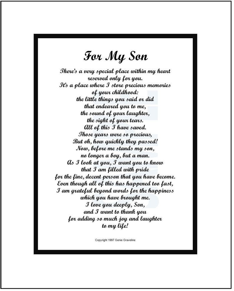 My Son Poem, DIGITAL DOWNLOAD, Son Print Verse, Sons Graduation, Sons ...