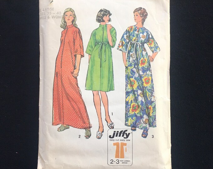 1973 Size 16-18 large CAFTAN/DRESS/ROBE Pattern Jiffy Simplicity 6048 ...