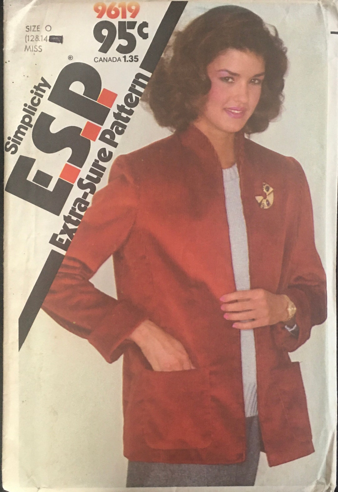 1980 Sizes 12-14 JACKET PATTERN; Simplicity 9619, E.S.P. (extra Sure ...