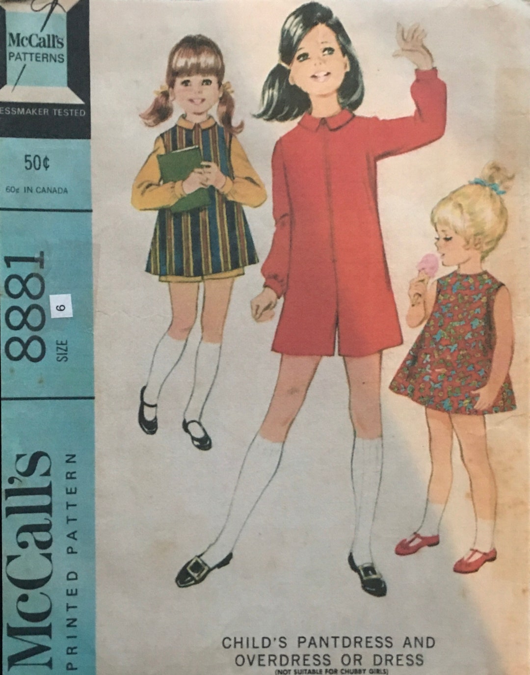 Size 6, 1967 UNCUT Mccalls 8881, PANTDRESS, Jumper & Dress Pattern - Etsy