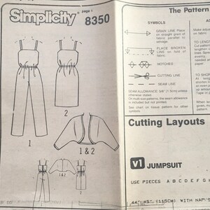 1987 Sizes 6-12 Simplicity 8350, JUMPSUIT, SUNDRESS & Unique "winged" JACKET Pattern - Etsy