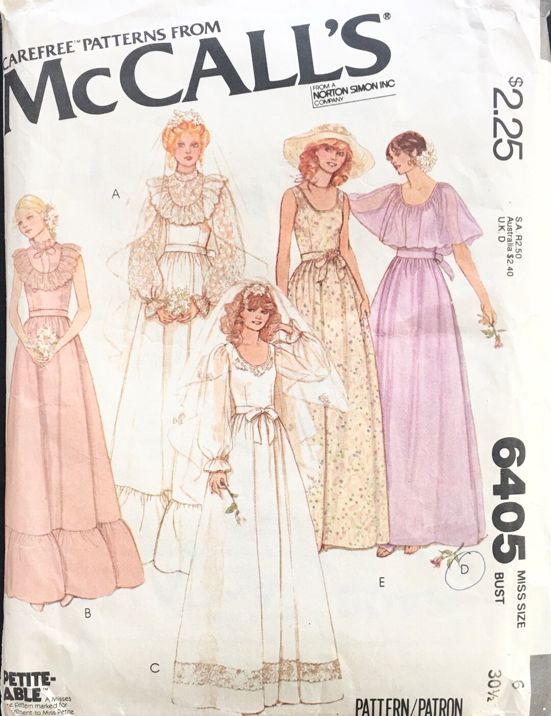 1978, Size 6. UNCUT Mccalls 6405. Wedding Dress, Bridesmaids Dresses ...